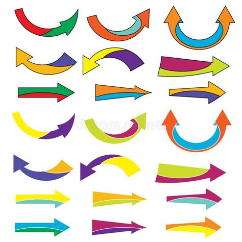 Set Of Vintage Colored Arrow Icons Stock Illustration Illustration Of
