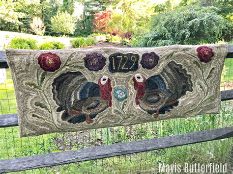 Rug Hooking PATTERN Folk Art Primitive Wool Hooked Rug Tullia And Thomas Turkey