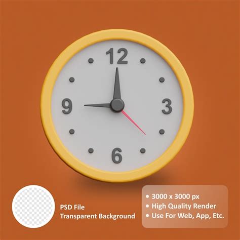Premium Psd Clock 3d Realistic Object Design Vector Icon Illustration