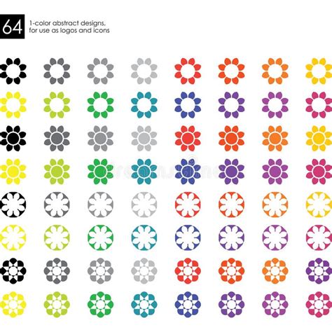 64 Count 1 Color Abstract Design Sheet 7 With Various Flower And
