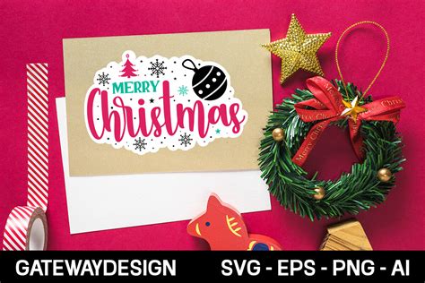 Merry Christmas Sticker Design Graphic By Gatewaydesign · Creative Fabrica