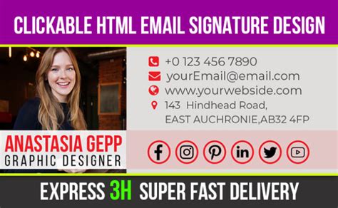 Design Responsive Clickable Html Email Signature Within 2hrs By Emranfahim007 Fiverr