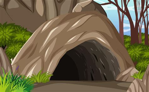 Inside Cave Landscape Cartoon Style Cartoon Cave House Cave