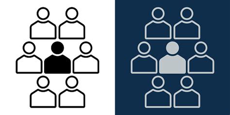 6 명의 동일한 사람과 1 명의 다른 사람의 아이콘 인간의 고유성에 대한 개념 사업가 그룹 다르게 생각하기 다르게 되는 것 인생에서 성공을 향해 나아가는 것 군중 속에서