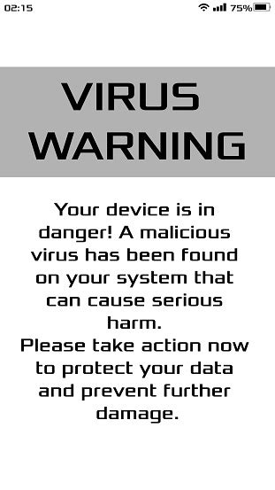 Virus Warning Interface Pop Up Alert On Phone Screen Vector Gui Illustration Stock Illustration