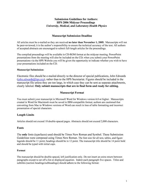 Fillable Online Hps Submission Guidelines For Authors Submission