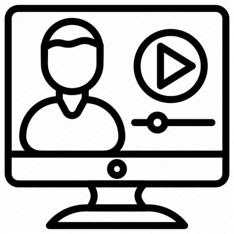 Online Lesson Mentor Monitor Teaching Recorded Lecture Icon Download On Iconfinder