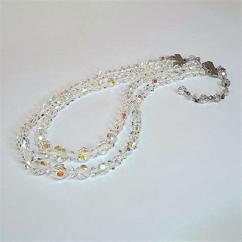 1960s Double Strand Aurora Borealis Crystal Bead Neck Gem