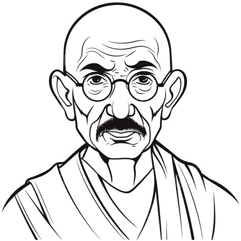 Gandhi Coloriages Contour Croquis Dessin Vecteur Png