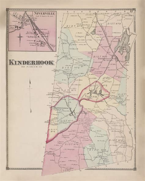 Kinderhook New York 1873 Old Town Map Reprint Columbia Co Atlas