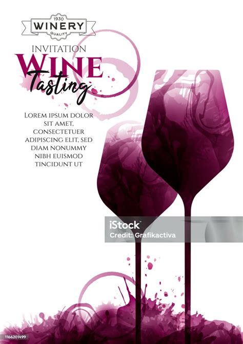 길게 된 레드 와인 2 잔의 일러스트 와인 얼룩과 방울 샘플 텍스트가 있는 흰색 배경입니다 우아하고 창의적이며 예술적입니다 포스터 전단지 배너 잡지 표지 장식 와인에 대한