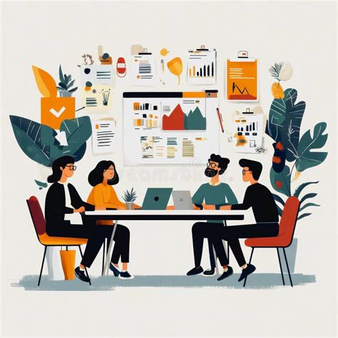 Team Collaboration In Modern Office Setting With Charts Graphs And Plants Highlighting Data