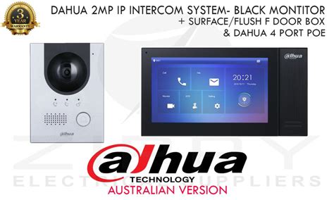 Dahua Full HD IP Intercom Kit With Single Screen Black MP Doorstation POE Switch Bracket