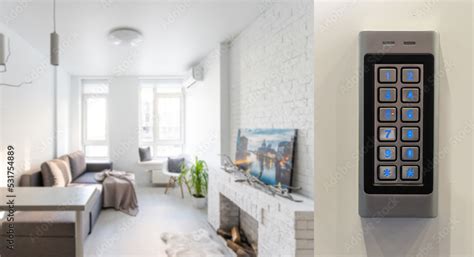 Intercom System With Keypad Camera And Speaker System At The Entrance To Apartments Stock