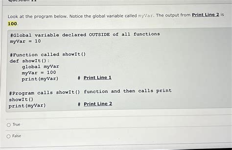 Solved Look at the program below. Notice the global variable | Chegg.com