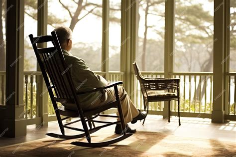 Premium Photo Man Sitting On Porch Rocking Chair