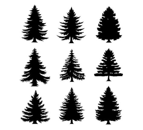 Pine Tree Vector Silhouette Premium Ai Generated Vector