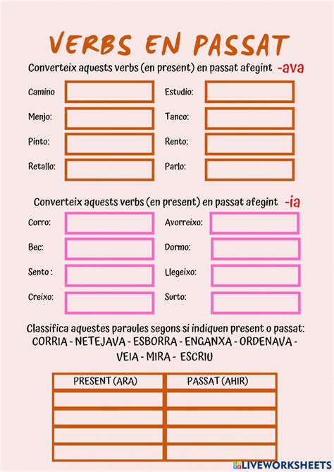Verbs En Passat Interactive Worksheet Artofit