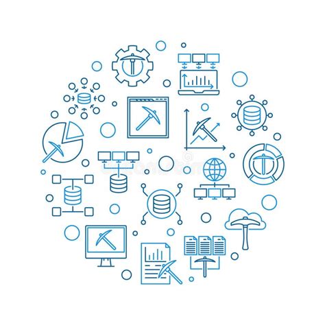 Data Mining Vector Concept Outline Icons Set Stock Vector