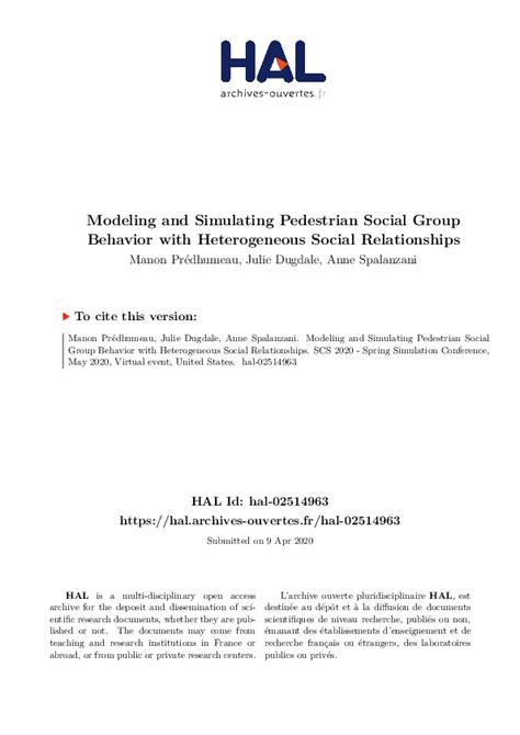 Pdf Modeling And Simulating Pedestrian Social Group Behavior With