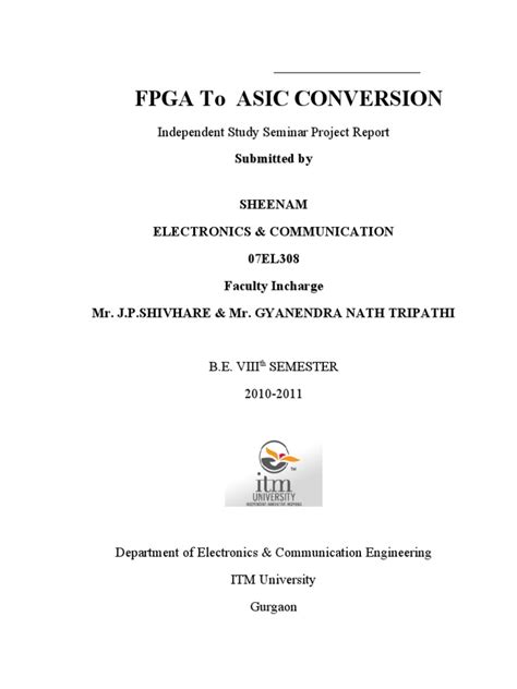 Fpga To Asic Conversion Rpt Pdf Electronic Design Field