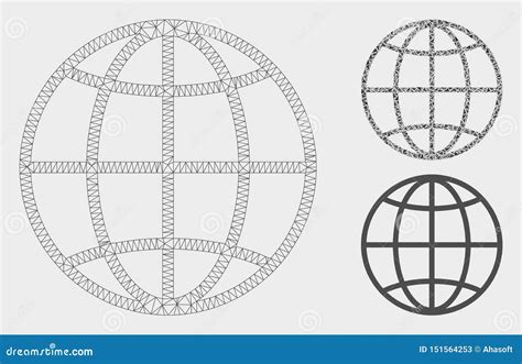 Globe Vector Mesh Network Model And Triangle Mosaic Icon Stock Vector Illustration Of Flat