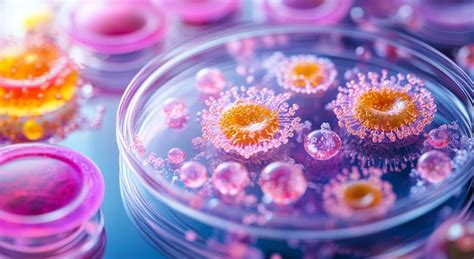 A Close Up Of A Cell With Pink And Orange Spheres The Cell Is