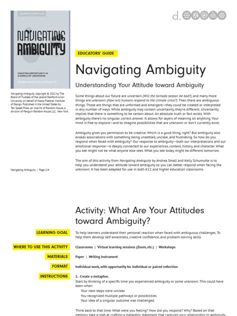 Navigating Ambiguity Educator Guide Pdf Learning Ambiguity