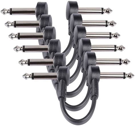 6 Inch Guitar Patch Cables 6 Pack 1 4 Ts Right Angle Effect Reverb