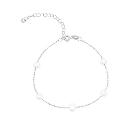 Satellite Natural Baroque Pearl Sterling Silver Bracelet Spero London