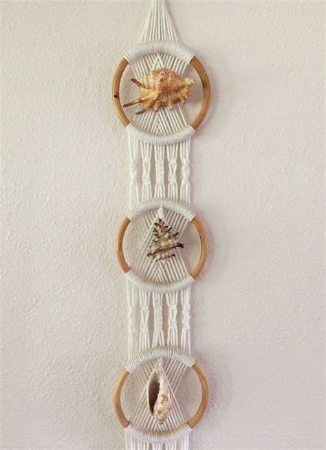 Large Macrame With Seashells Wall Hanging Handcrafted Macrame