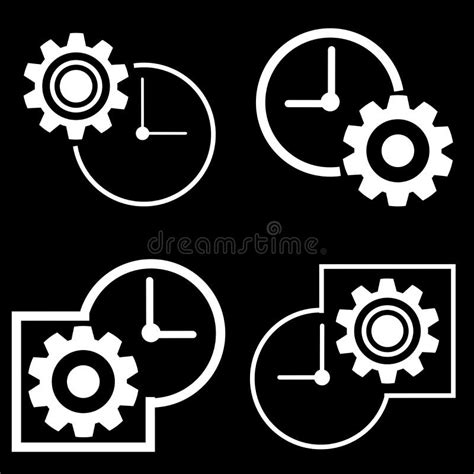 Time Management Vector Black And White Icon Stock Vector Illustration Of Work Icon
