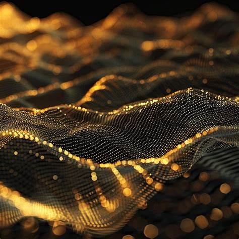 Premium Photo Golden Wavy Pattern Futuristic Grainy Texture Closeup