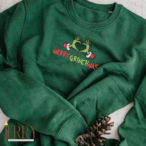 Merry Grinchmas Embroidered Sweatshirt Grinch Shirt Jerry Clothing