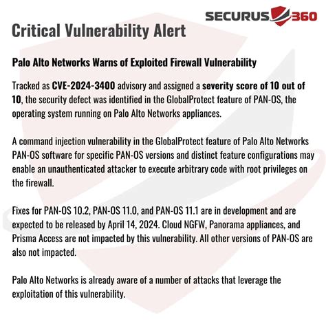 Securus360 On Linkedin Critical Vulnerability In Palo Alto Firewall A
