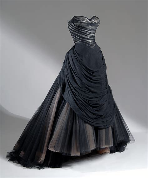 Charles James Black Silk And Synthetic Net And Satin Evening Dress