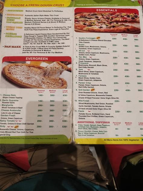 Menu At Pizza Factory Mumbai 125
