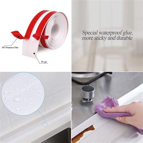 욕실 벽 씰링 스트립 자체 접착 주방 코킹 테이프 목욕 싱크 세면대 가장자리 욕조 샤워 액세서리 가스 스토브 싱크 1