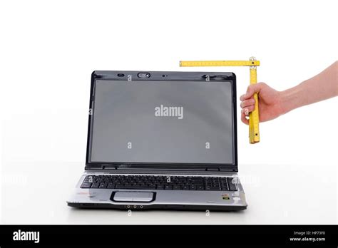 Model Released Laptop Abmessen Measuring Laptop Stock Photo Alamy