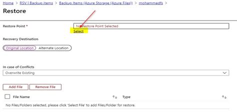 Restore File Shares Using Azure Recovery Services Vault
