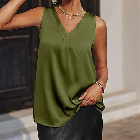 Aboser Silky Satin Tank Tops For Women 2024 Summer Loose Fit Work