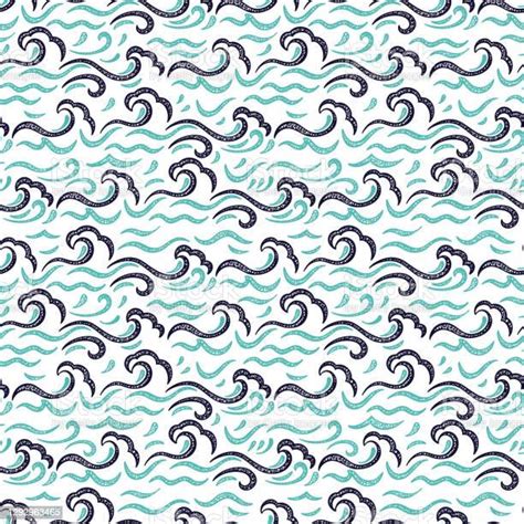 海の波ベクトルシームレスパターン手描きの落書き波漫画の海や海白青の背景 いたずら書きのベクターアート素材や画像を多数ご用意