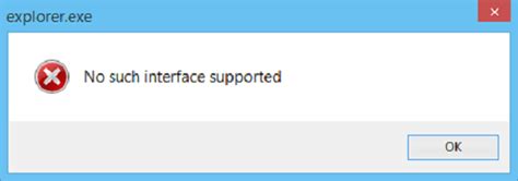 No Such Interface Supported Error For Windows File Explorer