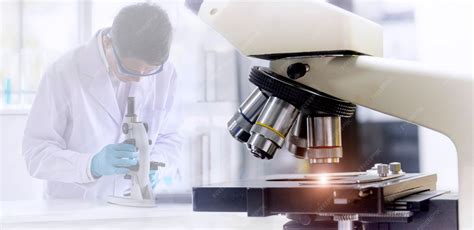 Premium Photo Microscope With Blurred Background Of Scientist Researching By Microscopy