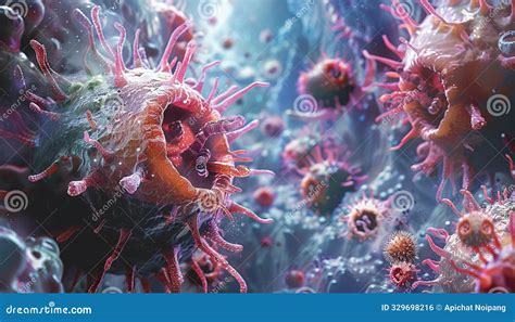 Artistic 3d Rendering Of A Virus Or Bacteria Showcasing Vibrant Colors