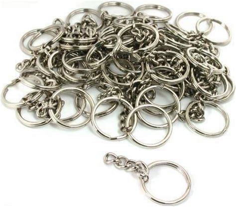 Metal Split Keychain Ring Parts 100 Key Chains With 25mm Open Jump