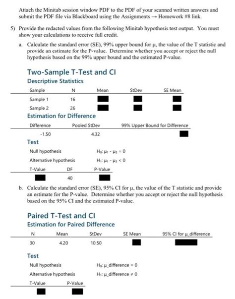 Solved N Attach The Minitab Session Window Pdf To The Pdf Of
