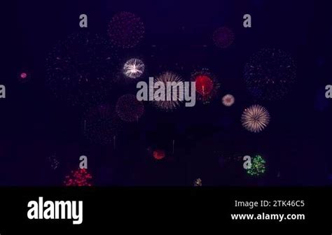 Colourful Shining Fireworks With Bokeh Lights Fireworks Are Glowing In Night Sky Celebrations