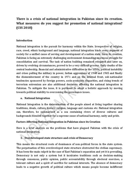 National Integration Question Download Free Pdf Pakistan Khyber