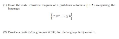 Solved 1 Draw The State Transition Diagram Of A Pushdown Chegg Com